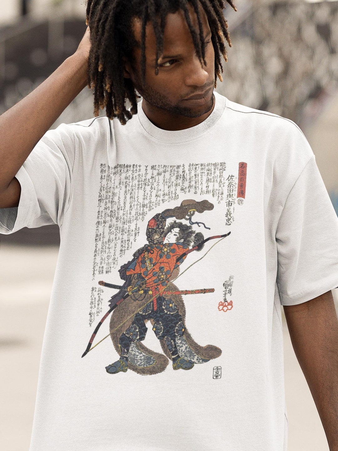 OVERSIZED T-shirt Japanese Samurai Archer Tee - Unisex Drop Shoulder ...