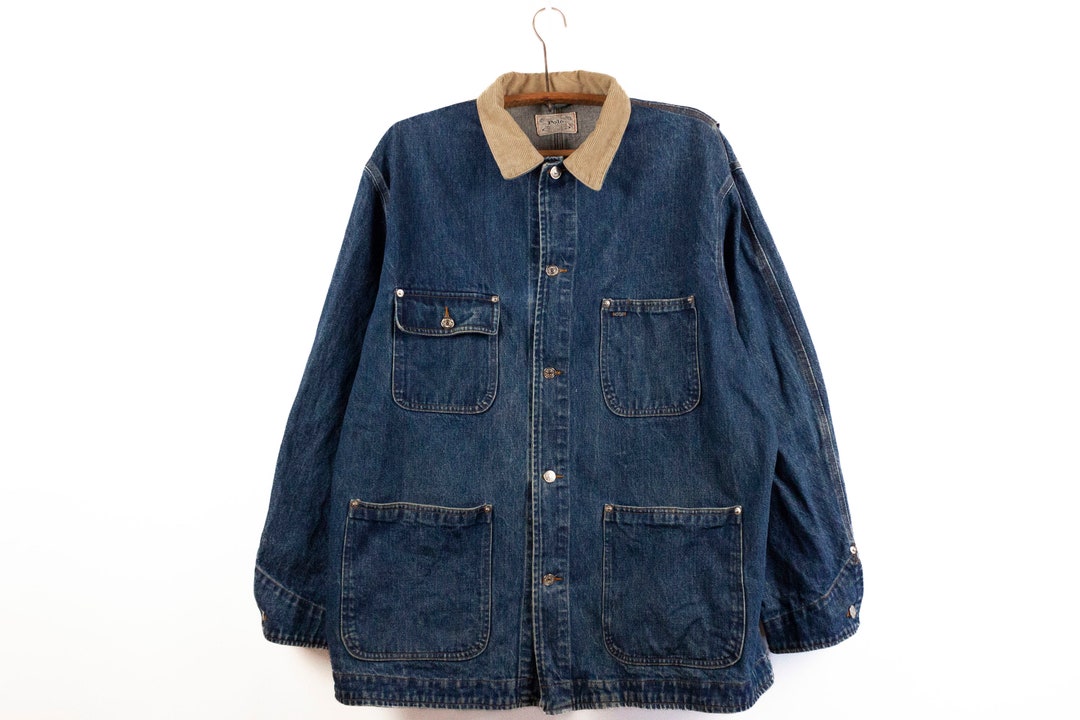 Rare Vintage Polo Ralph Lauren Authentic Dungarees Denim Chore Barn Coat XL XXL 90s Made in USA ...