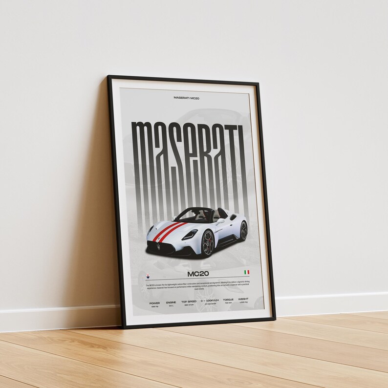 Maserati MC20 Spyder Poster | Digital Download | Hyper Car Poster ...