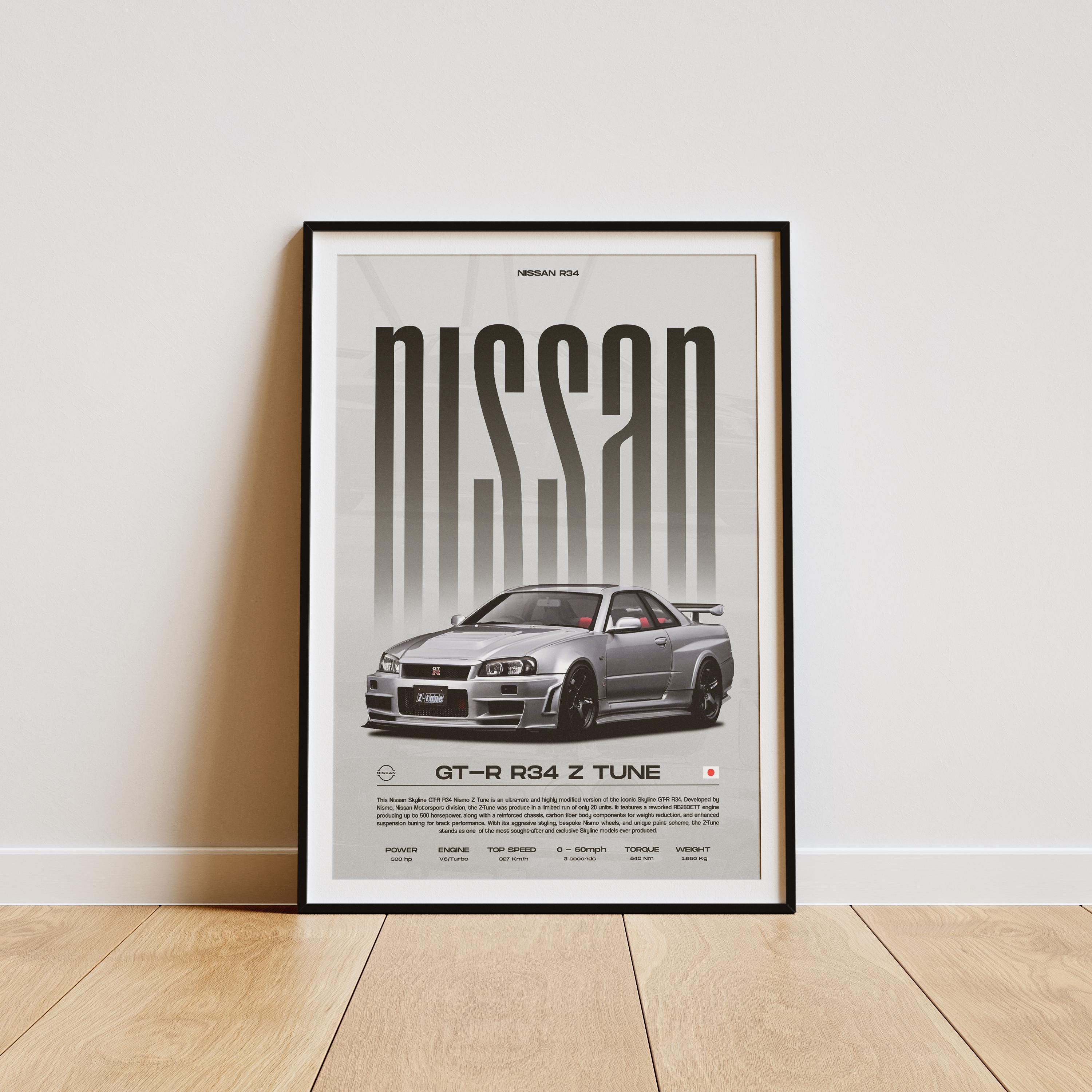 Nissan R34 GT-R Z-tune Digital Download Hyper Car Poster Super Car ...