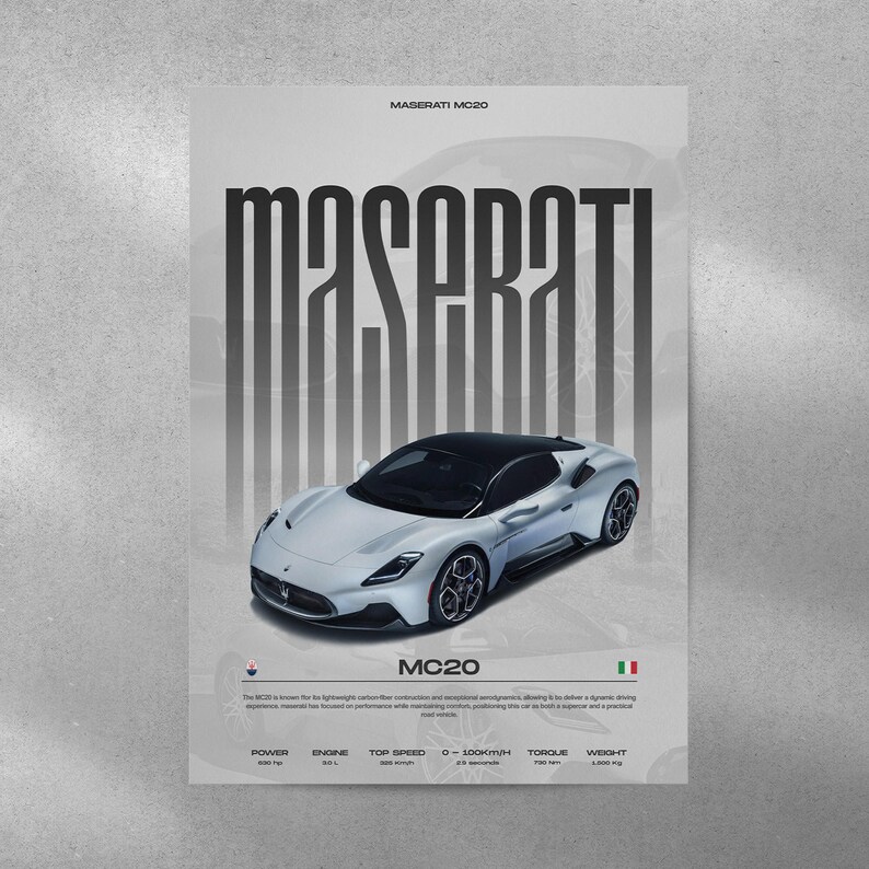 Maserati MC20 Poster | Digital Download | Hyper Car Poster | Super Car ...
