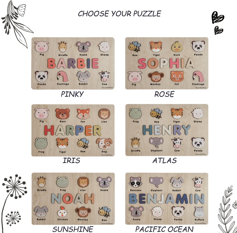 Personalized Wooden Name Puzzle Toy Wood Toys for Babys Handmade Name ...
