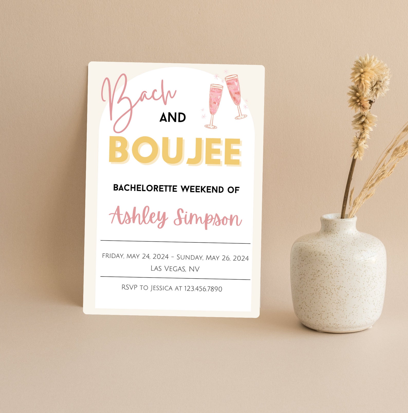 Bach & Boujee Bachelorette Invitation Template | Editable Bachelorette ...