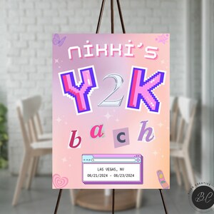 Y2K Party Welcome Sign | Early 2000s Y2K Themed Bach Sign | Printable ...