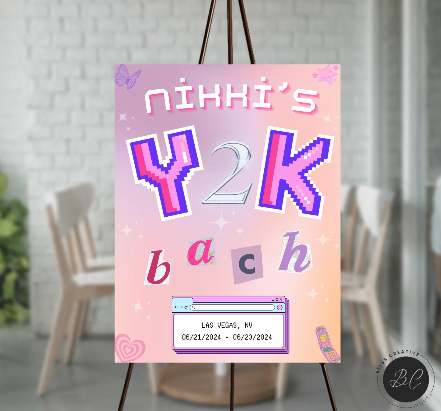 Y2K Party Welcome Sign | Early 2000s Y2K Themed Bach Sign | Printable ...