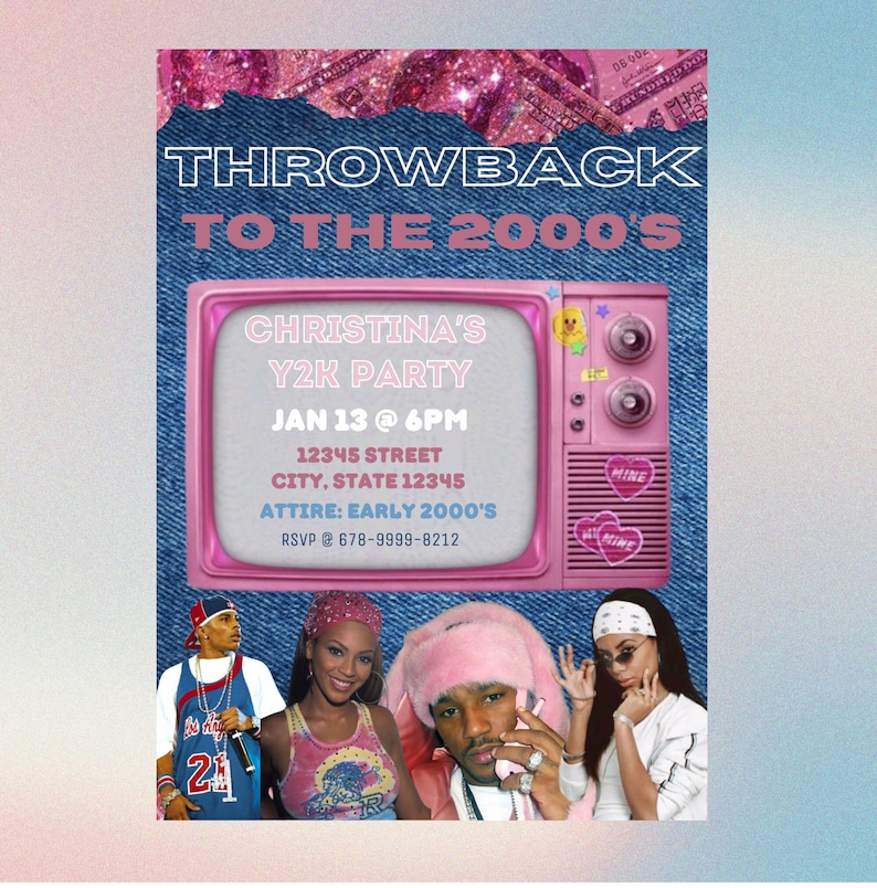 Throwback Early 2000s Themed Birthday Party Invite | Y2K Party ...