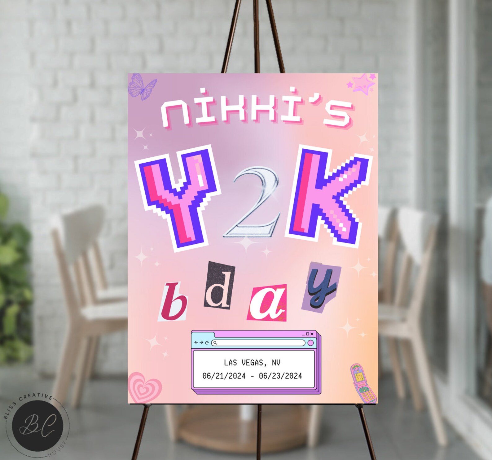 Y2K Party Welcome Sign | Early 2000s Y2K Themed Bach Sign | Printable ...