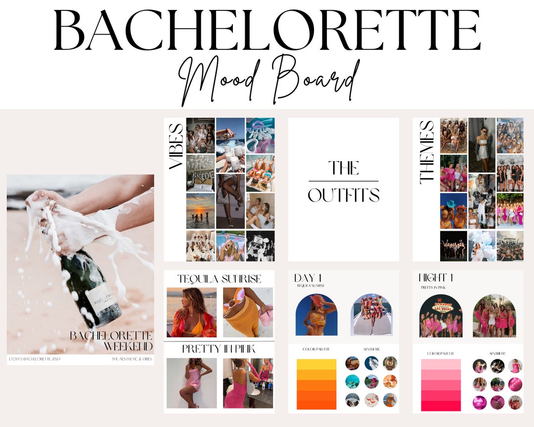 Bachelorette Mood Board Template | Bachelorette Weekend Aesthetic ...