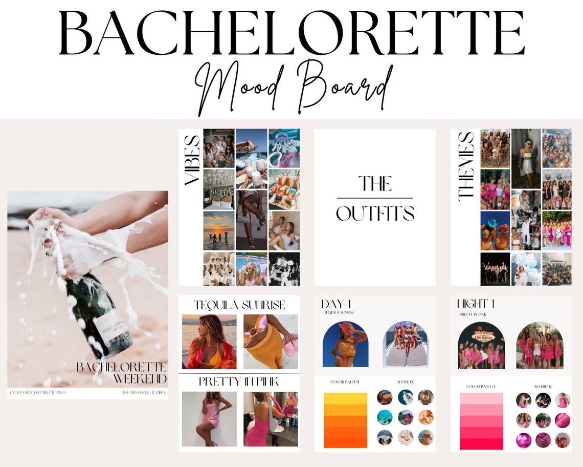 Bachelorette Mood Board Template | Bachelorette Weekend Aesthetic ...