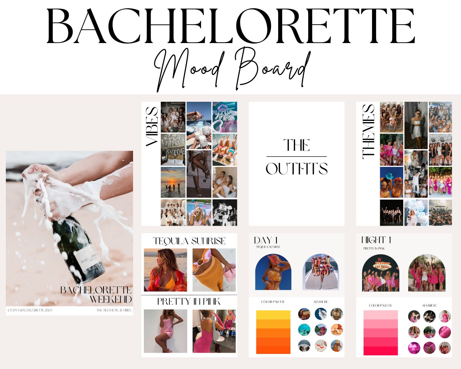 Bachelorette Mood Board Template | Bachelorette Weekend Aesthetic ...