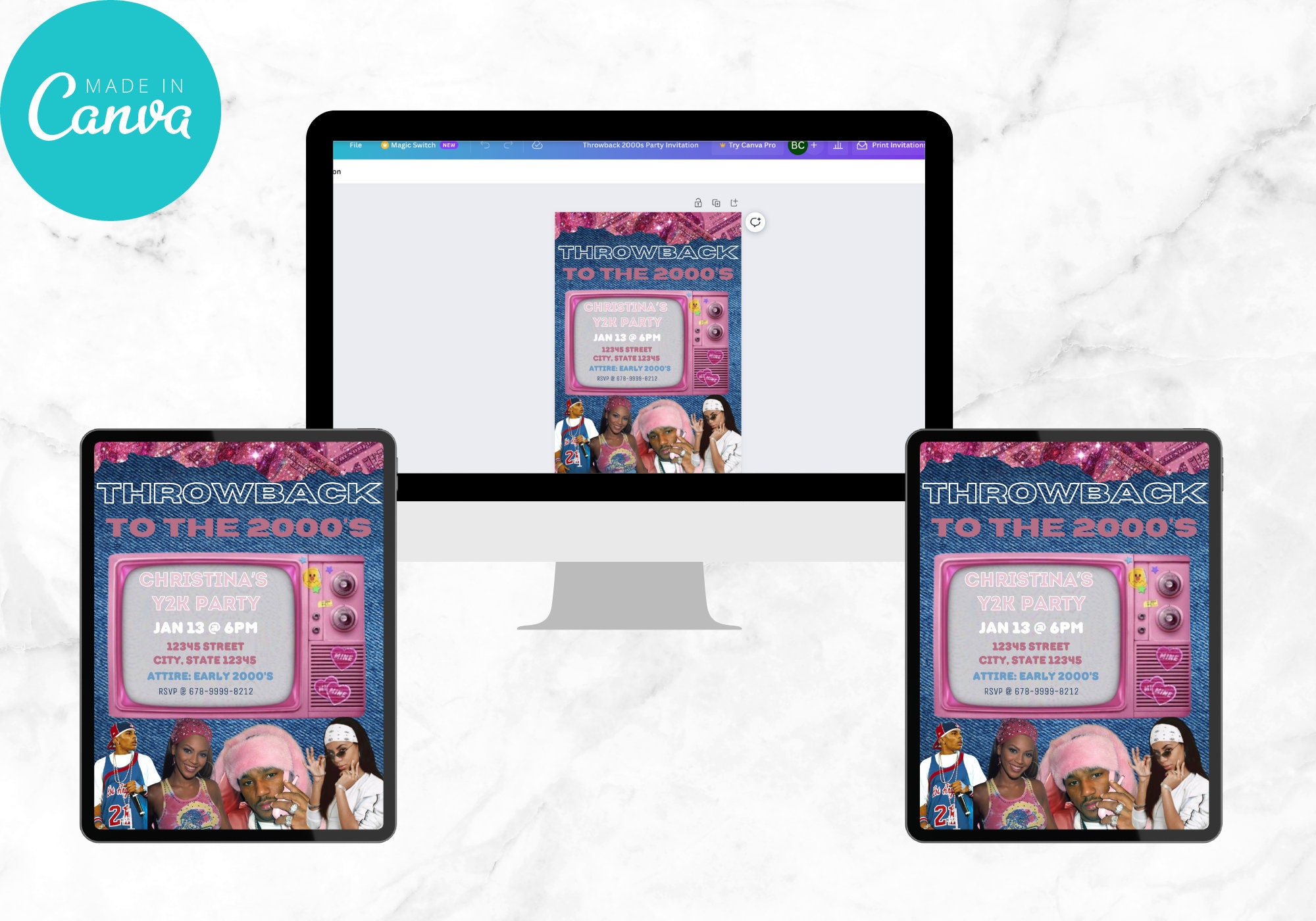 Throwback Early 2000s Themed Birthday Party Invite | Y2K Party ...