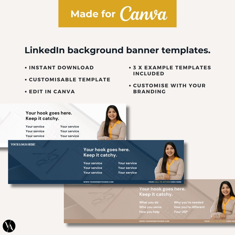 Linkedin Background Banner Templates | INSTANT DOWNLOAD | Edit for FREE ...