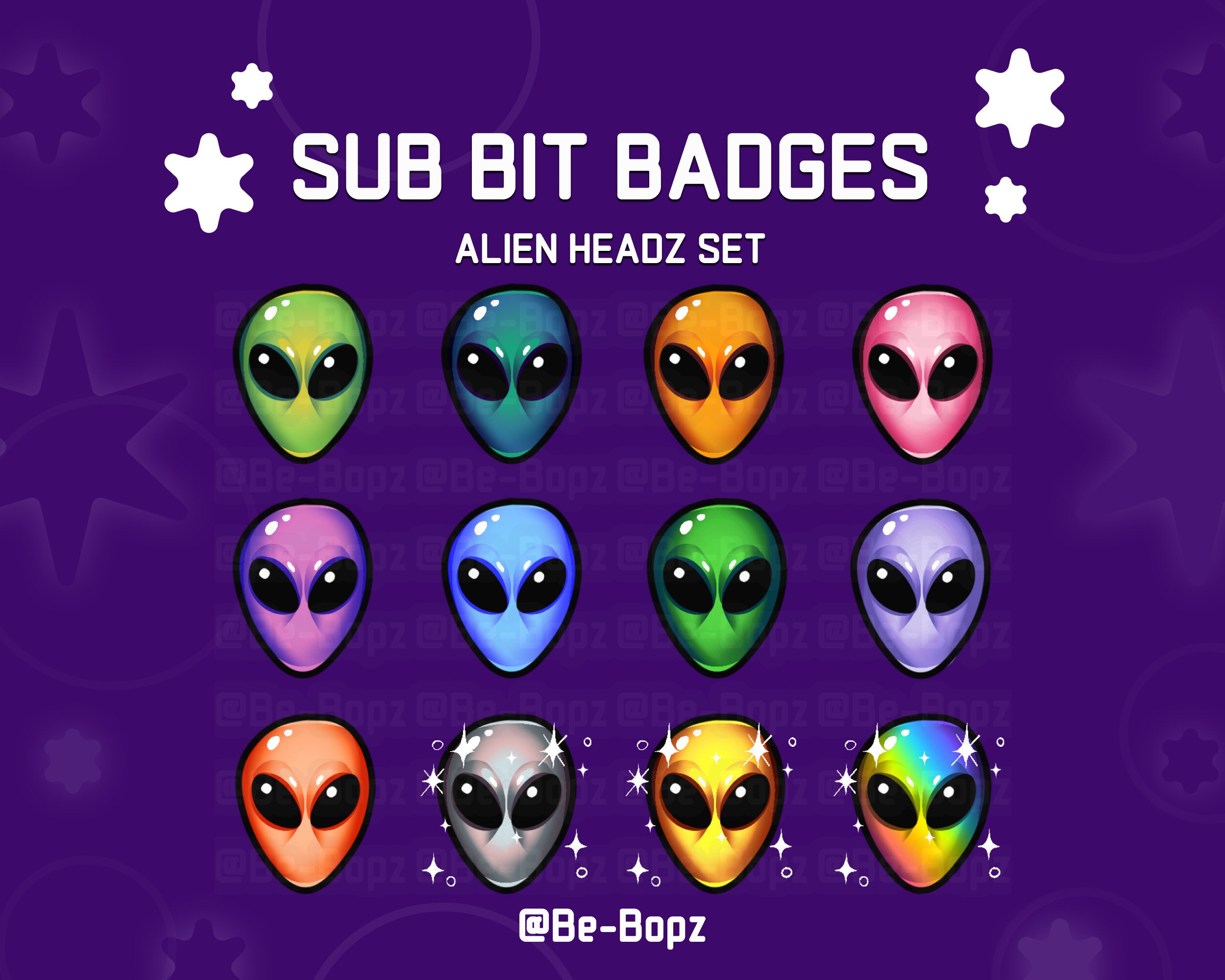 Alien Head UFO Twitch Sub & Bit Badges • Set of 12 • Discord • Cool ...