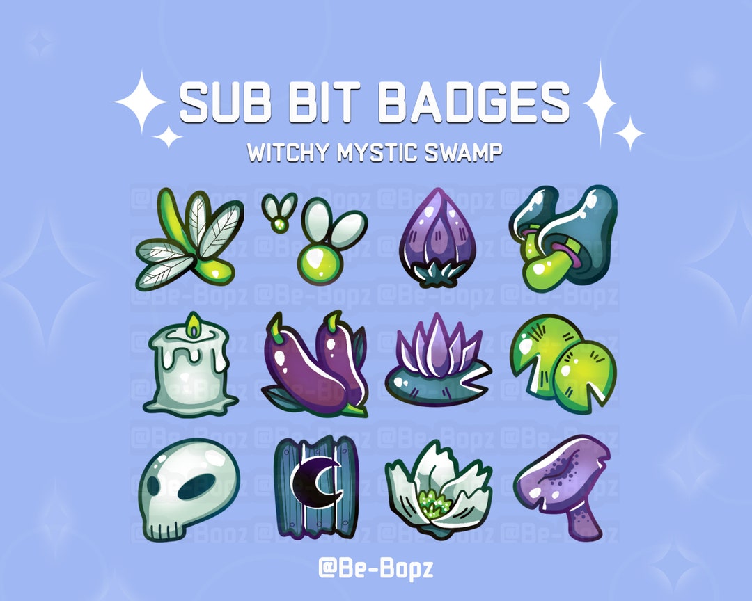 Witchy Mystic Swamp Twitch Sub & Bit Badges • Set of 12 • Graphics for ...