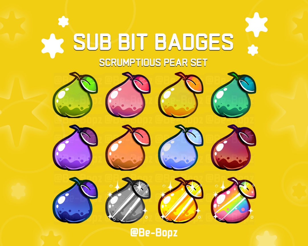 Kawaii Pear Fruit Twitch Sub & Bit Badges • Set of 12 • Discord • Cute ...