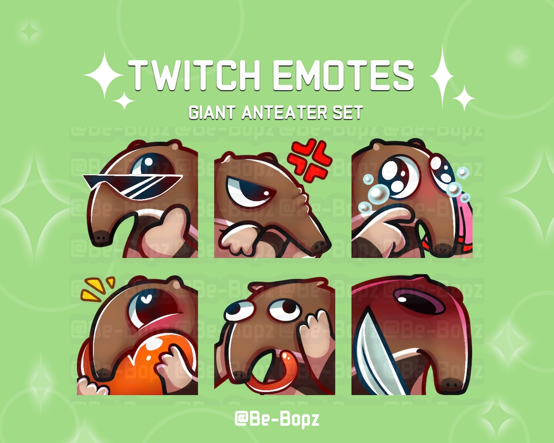 Cute Giant Anteater Twitch Emotes • Set of 6 • Discord • Kawaii Chibi ...