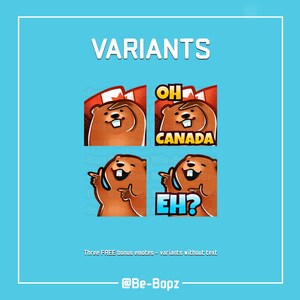 Canada Beaver Twitch Emotes • Set of 3 +3FREE • Discord • Cute Canadian ...
