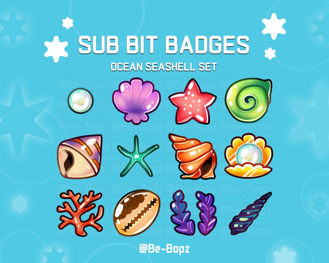 Ocean Seashell Twitch Sub & Bit Badges • Set of 12 • Discord • Mermaid ...