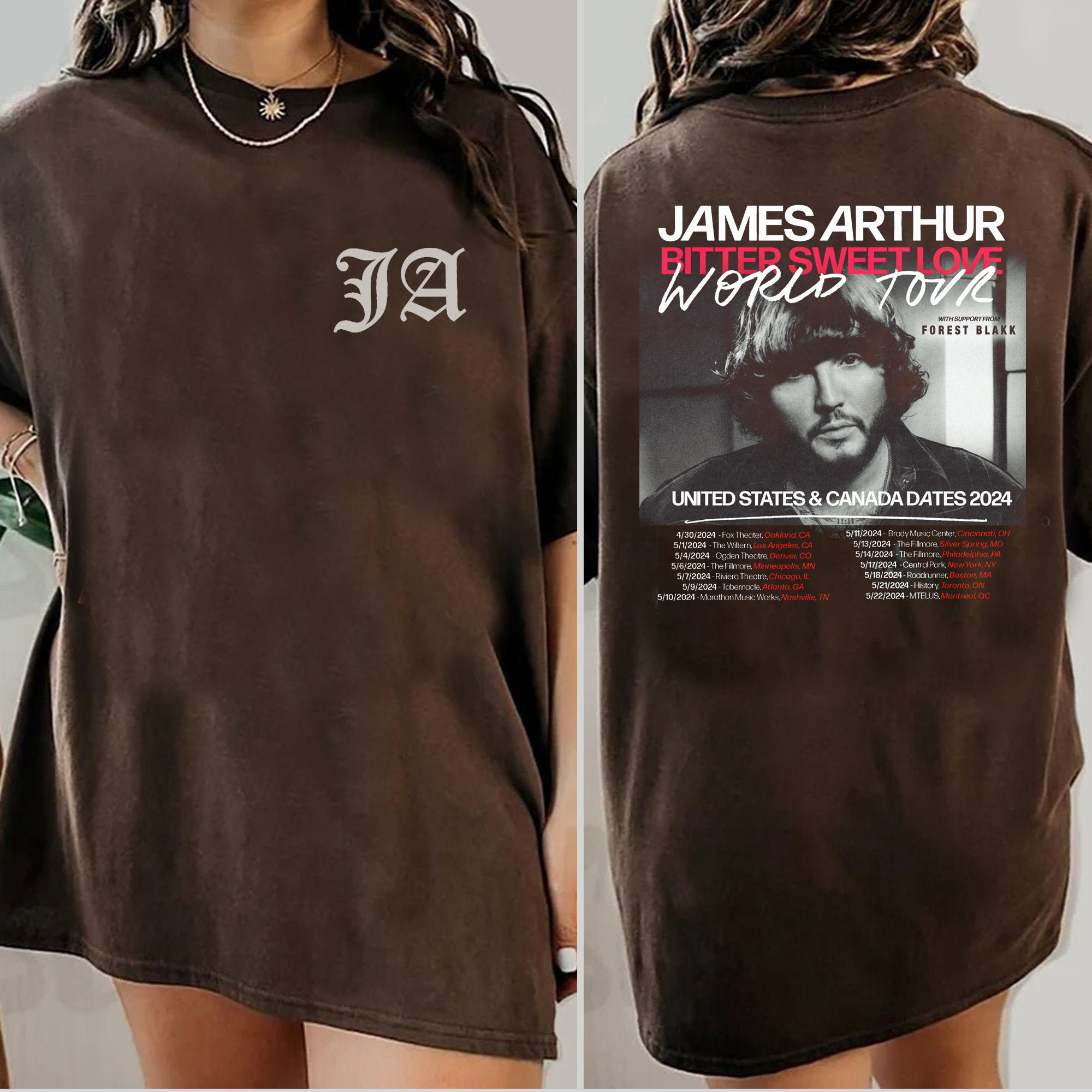 James Arthur Tour US&CA 2024 Shirt, Bitter Sweet Love 2024 World Tour ...