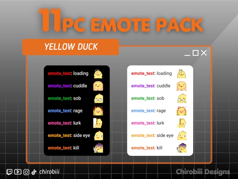 11 Yellow Duck Emotes - Twitch, Discord, Youtube, Streaming | Cute ...