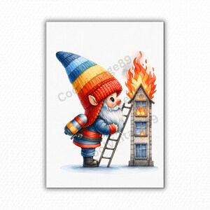 20 Watercolor Firefighter Gnomes Png, Fireman Gnomes, Army Firefighter ...