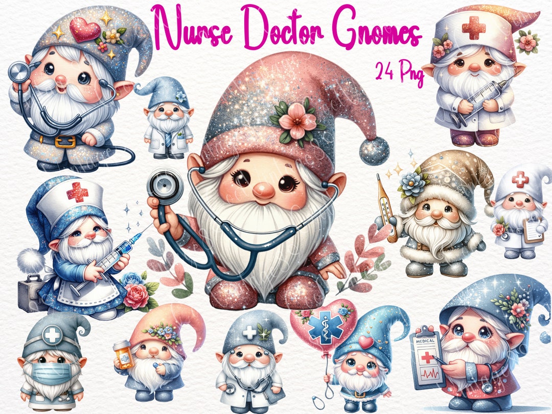 24 PNG Nurse Doctor Gnomes Clipart, Valentine Day, Medical Gnomes ...