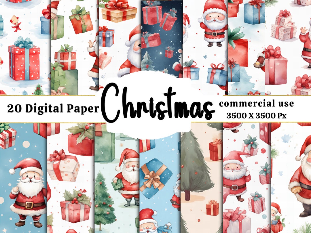 20 PNG Christmas Santa Digital Paper Pack Winter Holiday - Etsy