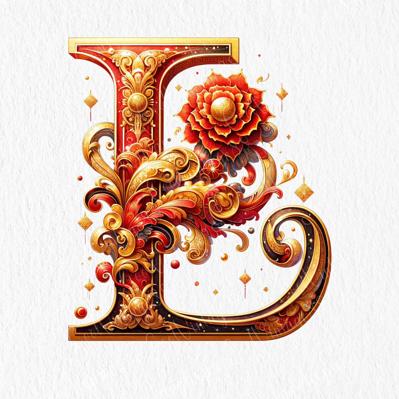 Chinese New Year Letters Alphabet PNG Bundle , Letters A-Z, Numbers 0-9 ...