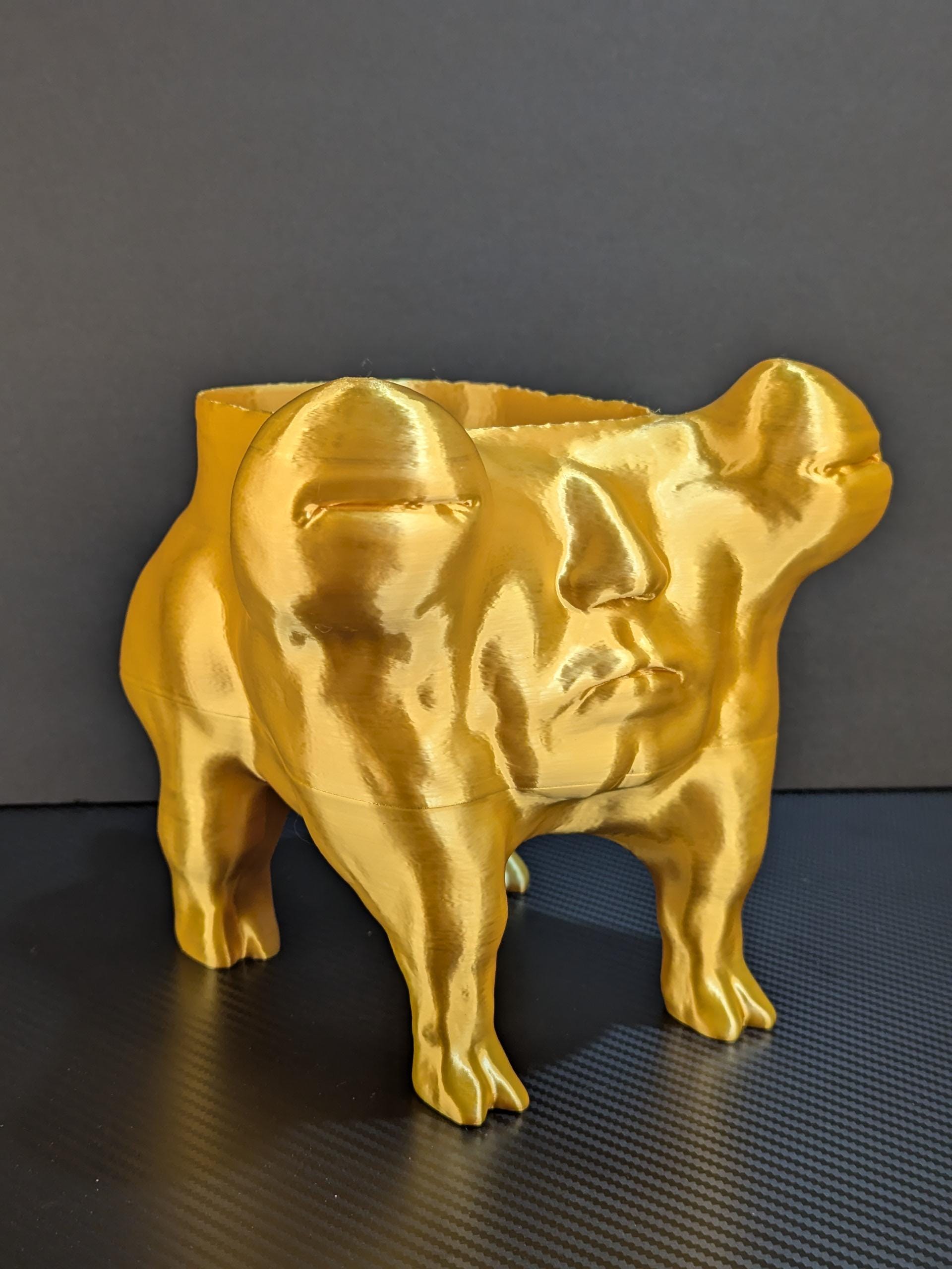Dog Planter With Human Face, 3D Printed Gold Vase - Etsy