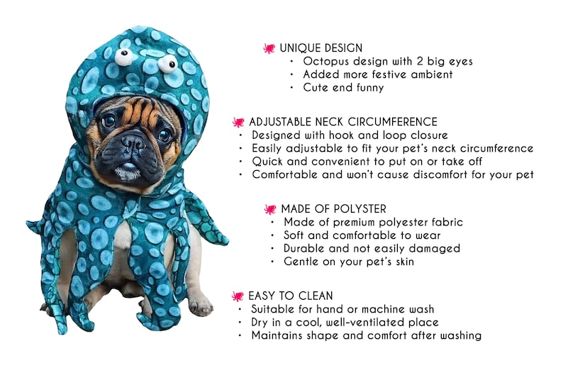 Halloween Octopus Dog Hoodie Costume – Funny Pet Cosplay Outfit for ...