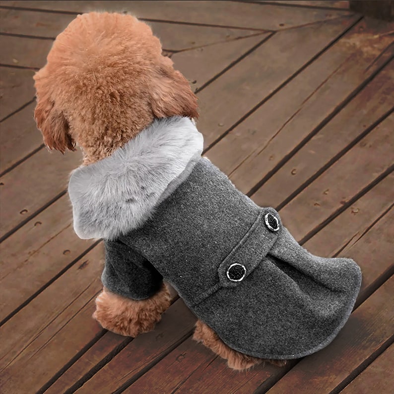 Winter Dog Woolen Clothes With Fur Collar , Warm Coat for Small&medium ...