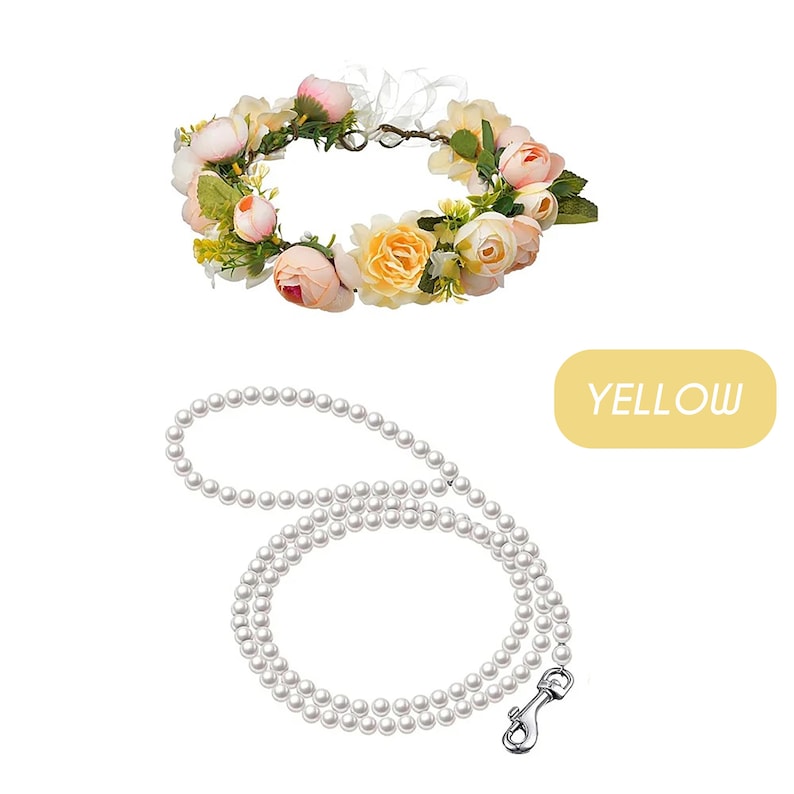 Elegant Dog Wedding Flower Collar & Pearl Leash Set – Faux Floral ...