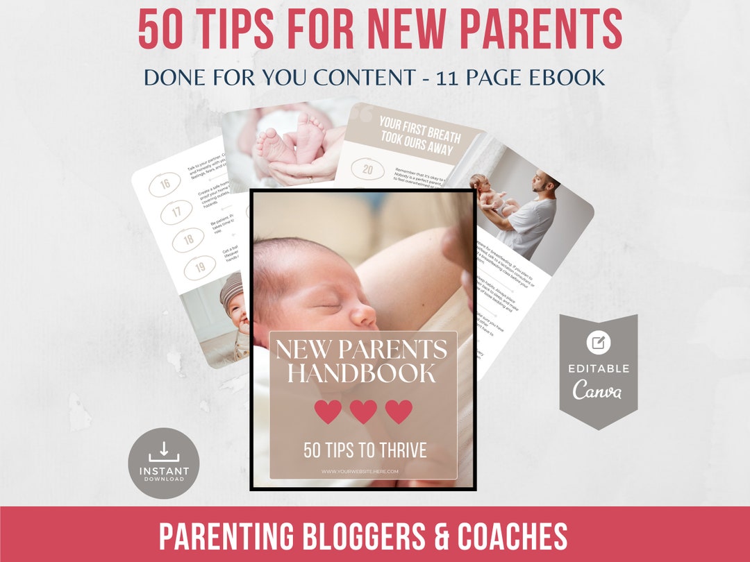 50 Tips for New Parents, Lead Magnet Parent Bloggers, PLR Baby, New Parents Playbook, First ...