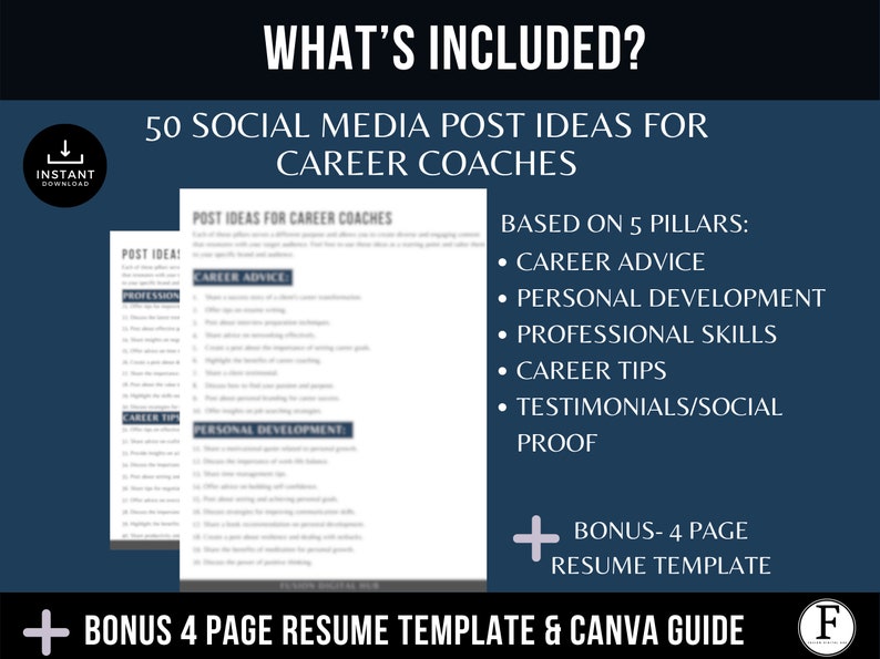 50 Social Media Post Ideas for Career Coaches (2 PDF Files) - Etsy