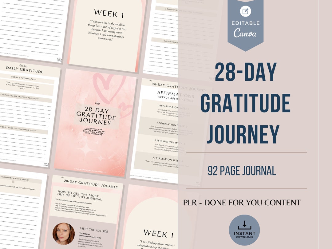 28 Day Gratitude Journal, Coaches PLR, Done for You Content, Lead ...