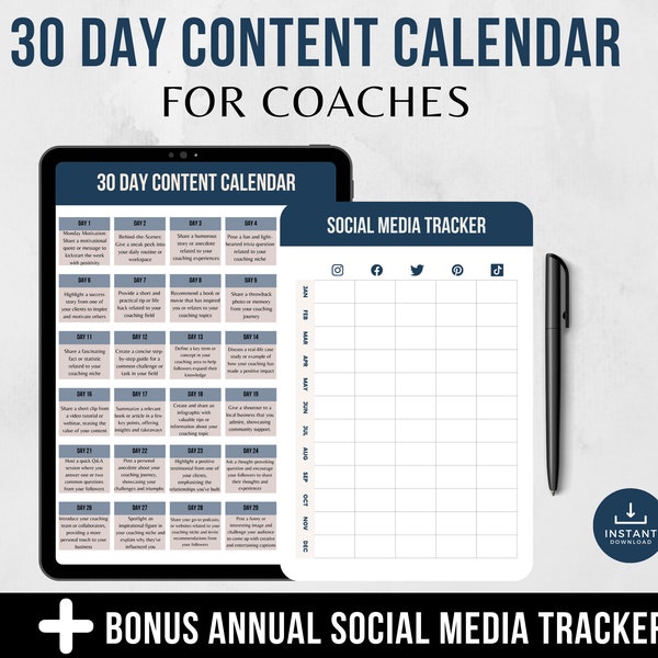 30 Day Content Planner - Etsy