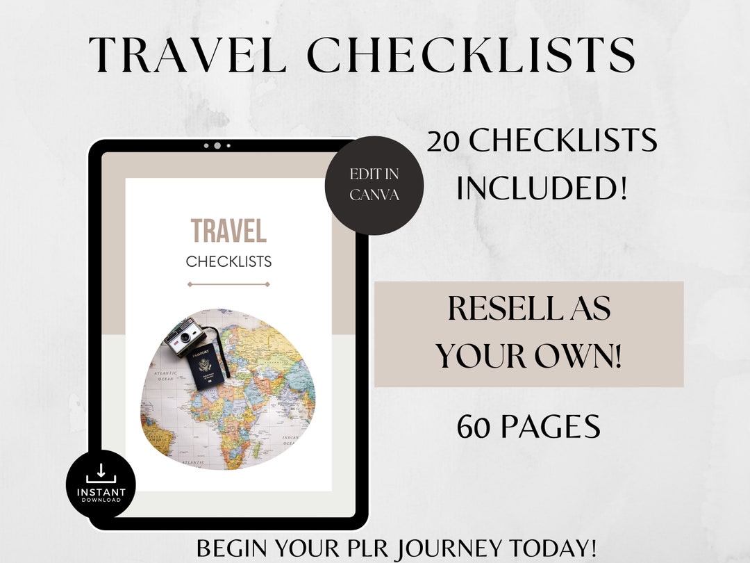 Travel Checklists With Resell Rights: 60-page Packing List (A4) - Etsy