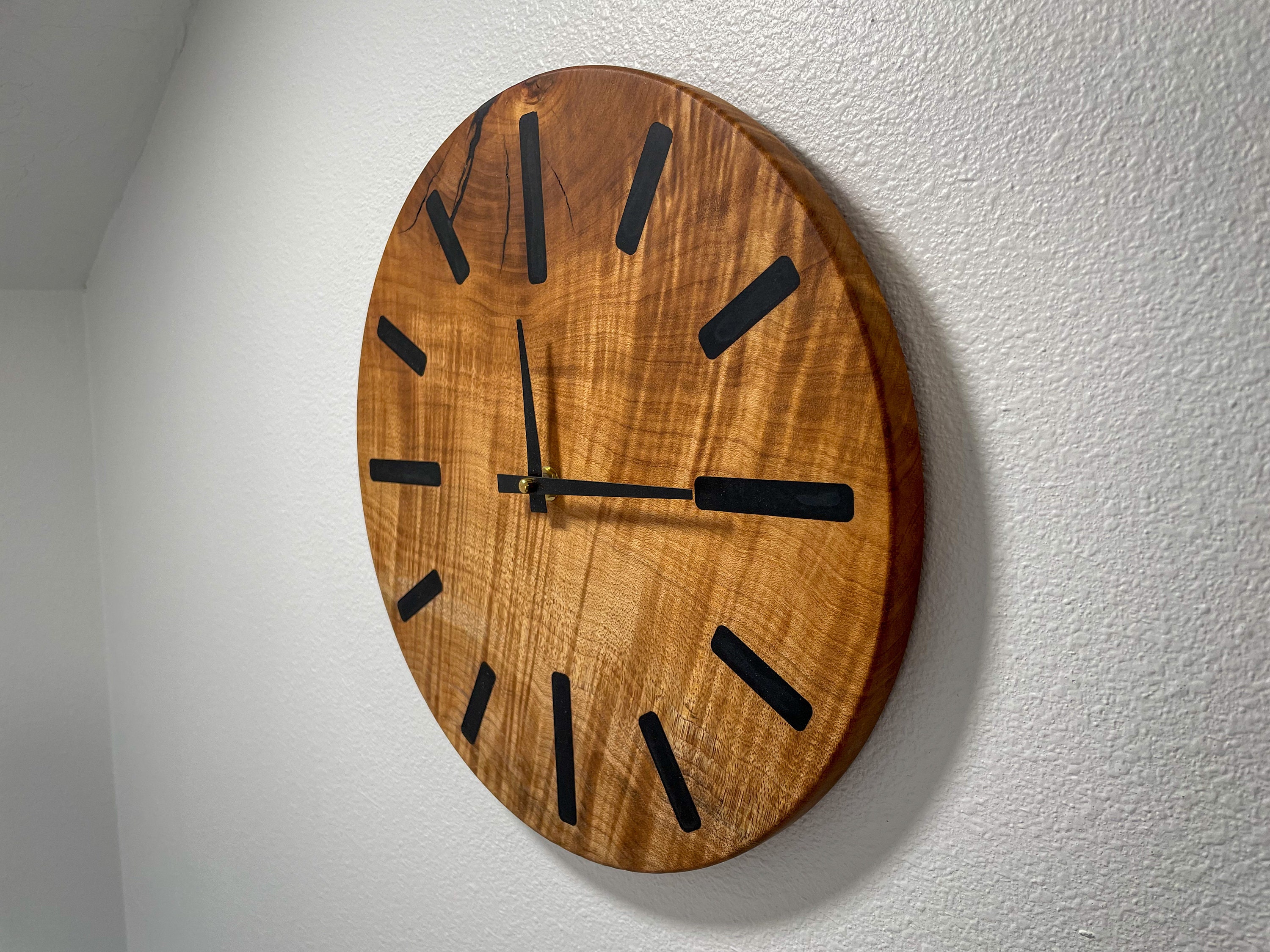 Handcrafted Figured Maple Wood Clock With Epoxy Resin Inlay Unique Home ...