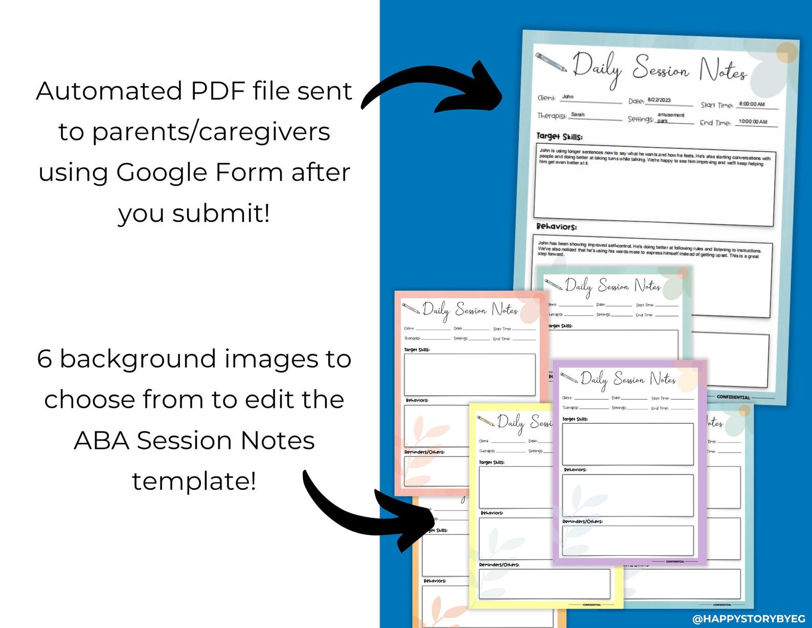 RBT Session Notes Form ABA Session Notes Behavior Therapy Session Notes ...