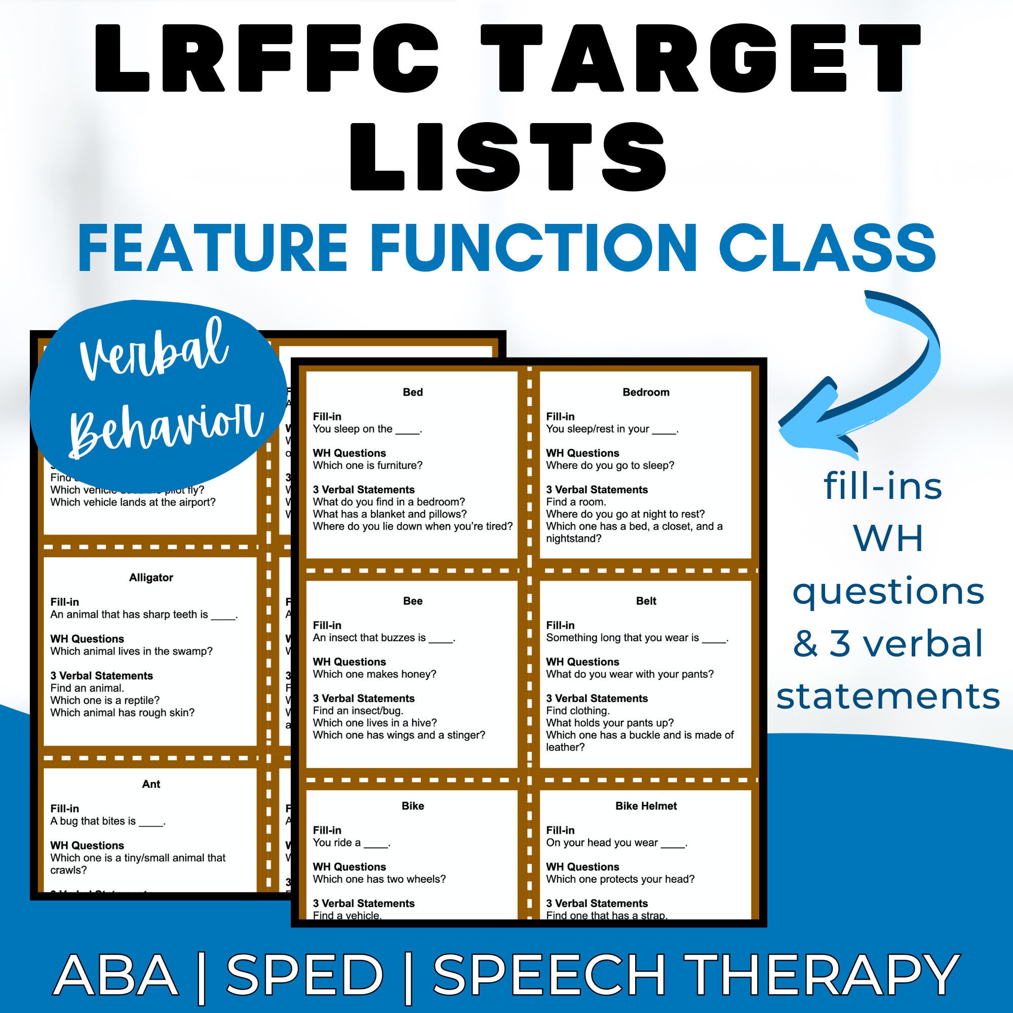 LRFFC Fill-ins WH Questions 3 Verbal Statements Verbal Behavior Aba ...