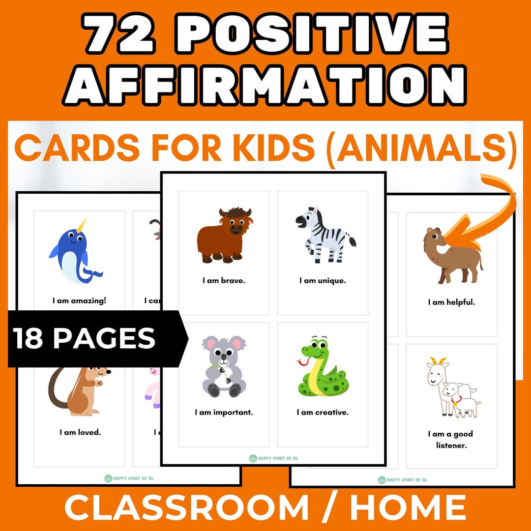 72 Printable Positive Affirmation Cards for Kids Motivational Posters ...
