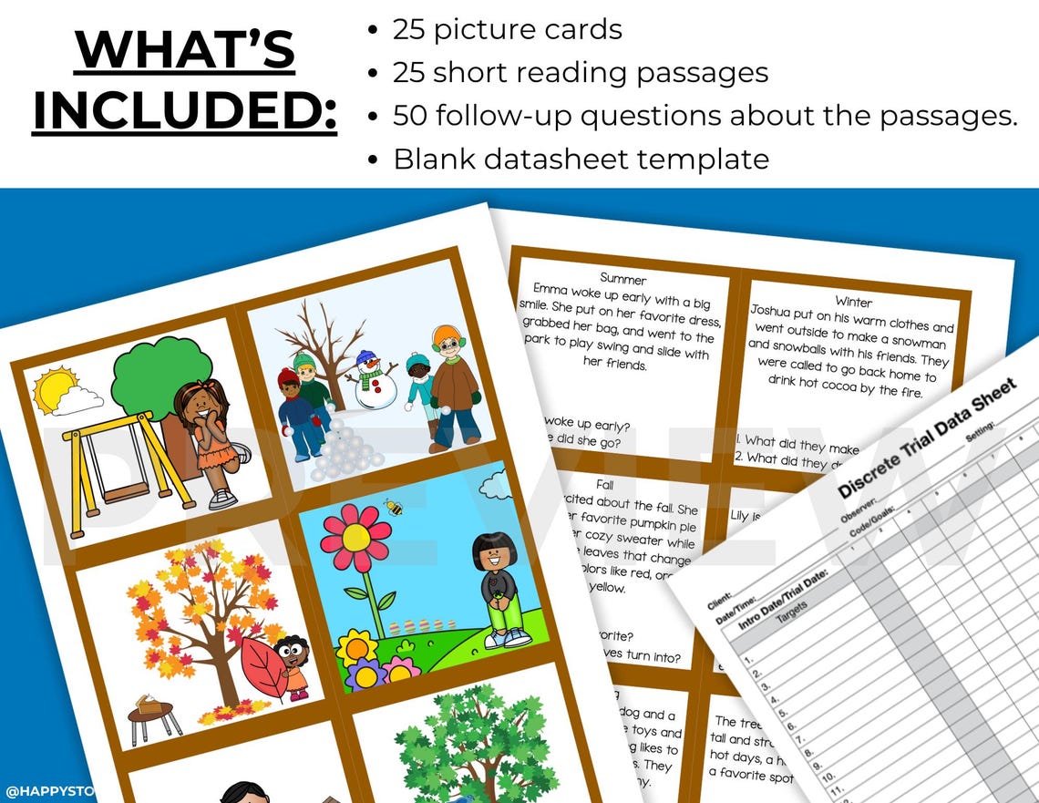 ABA Verbal Behavior Advanced Intraverbal Assessment Level 3 | READING ...