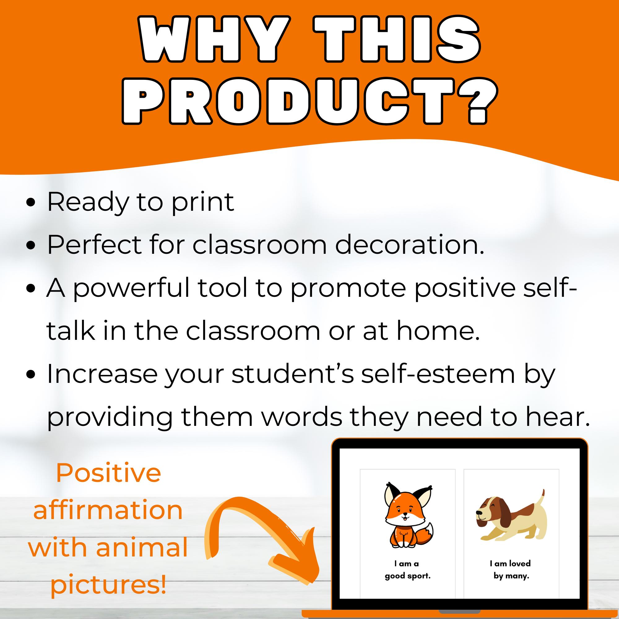 72 Printable Positive Affirmation Cards for Kids Motivational Posters ...