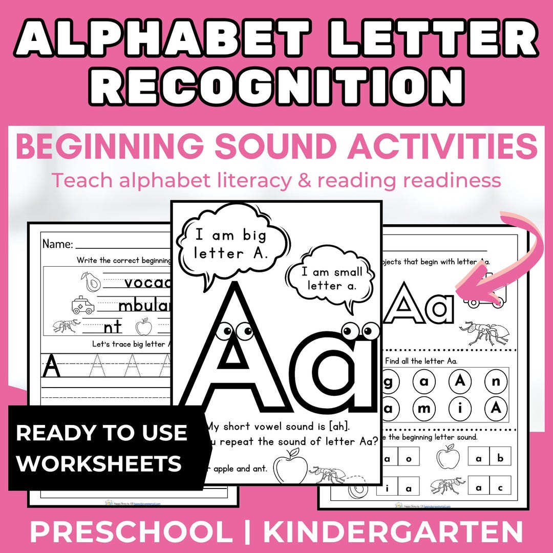 Busy Book Alphabet Worksheets Printable for Kids Beginning Sound ...