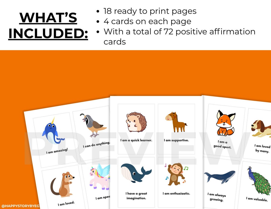 72 Printable Positive Affirmation Cards for Kids Motivational Posters ...