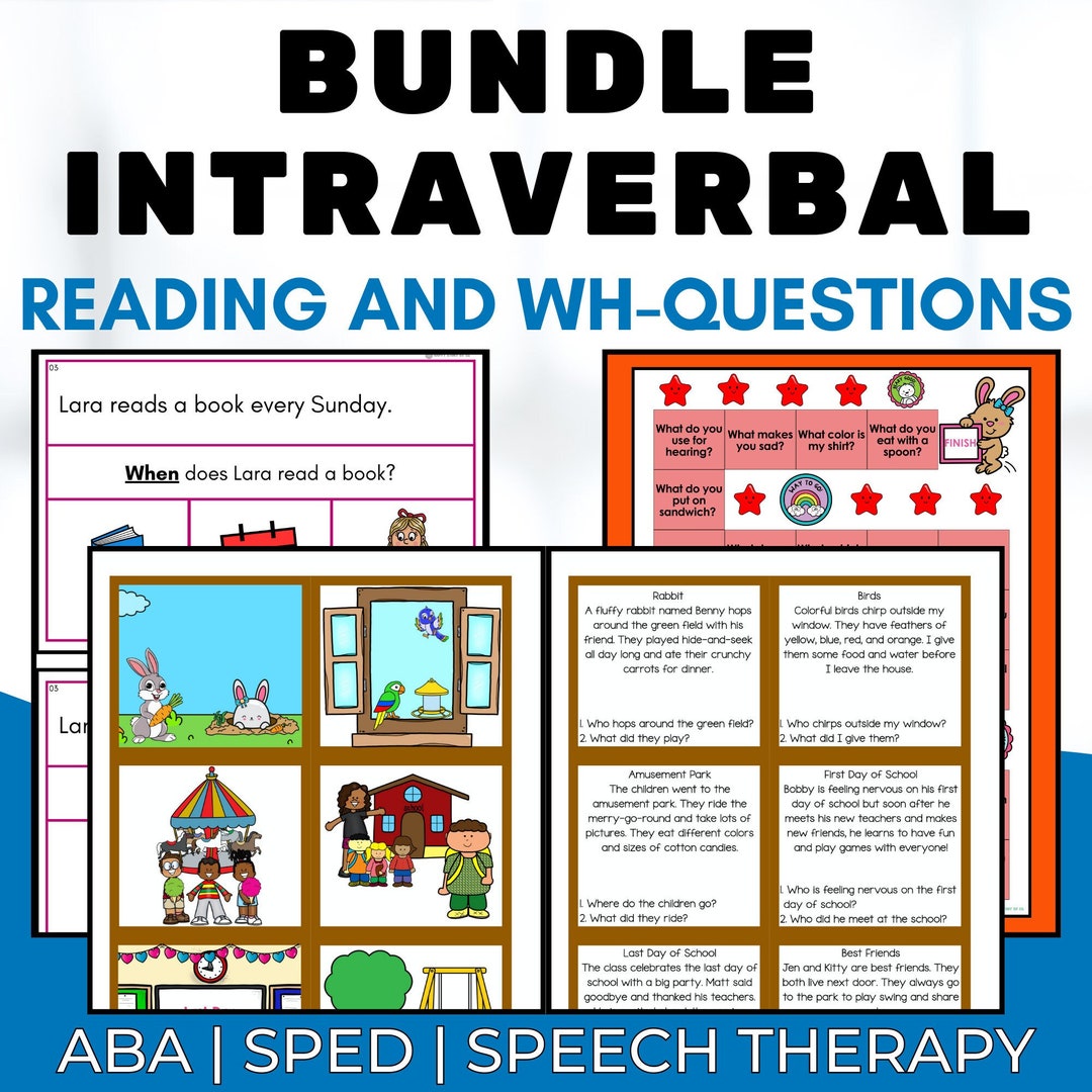 Bundle Intraverbal Skills Reading Comprehension WH Question ABA Verbal ...