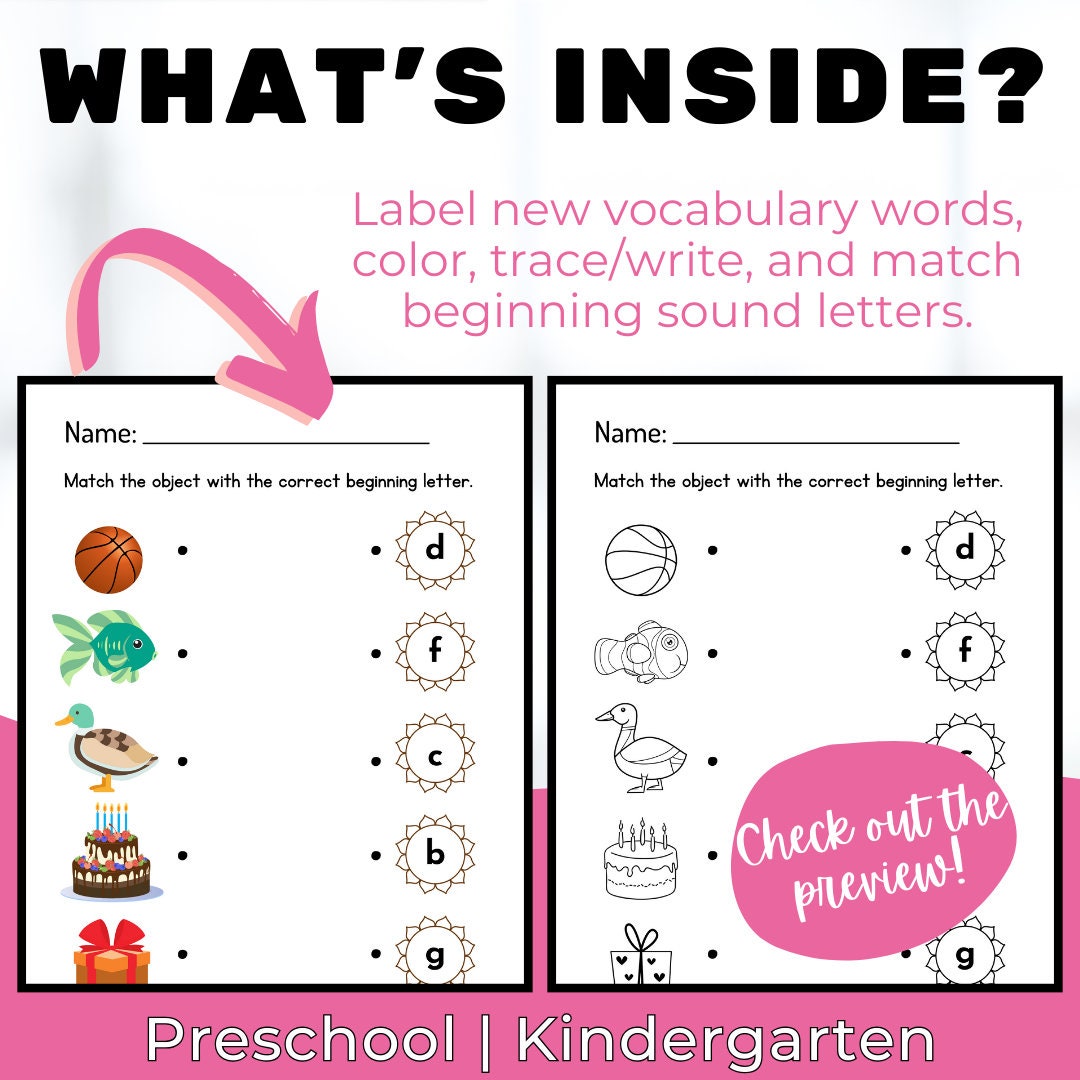 Busy Book Alphabet Worksheets Printable for Kids Beginning Sound ...