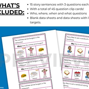 WH Questions Reading Comprehension 15 Sentences 45 Questions Who Where ...