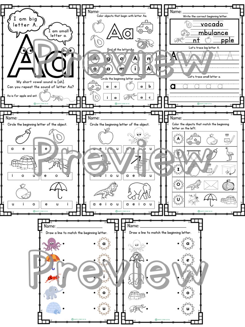 Busy Book Alphabet Worksheets Printable for Kids Beginning Sound ...