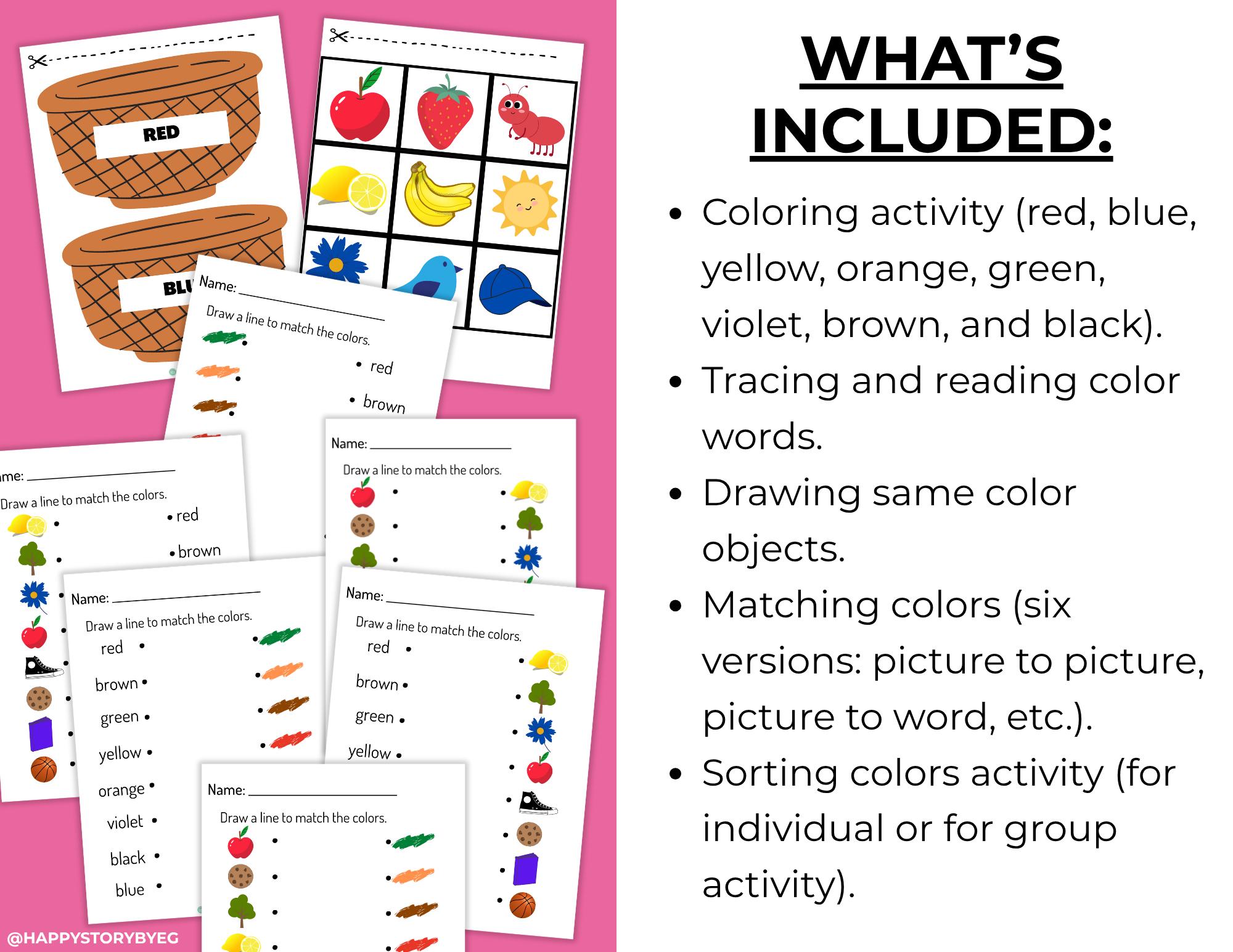 Identify Color Words | Color Worksheets | Preschool Color Activity ...